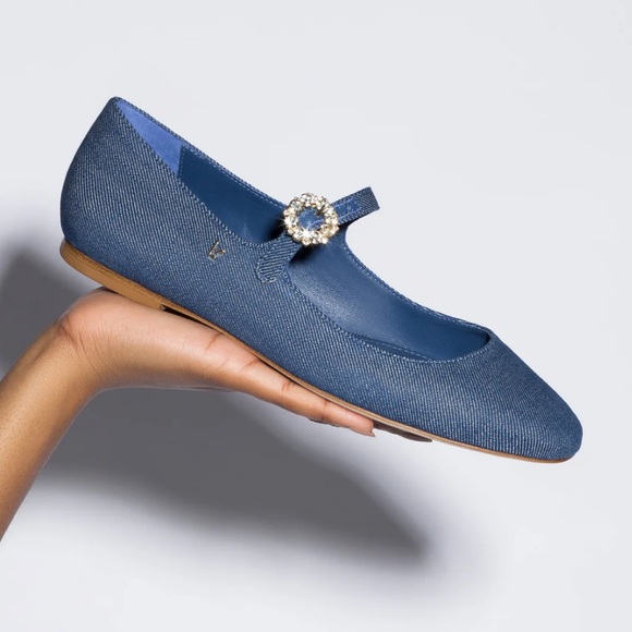 Larroude | Shoes | New Larroud Womens Blair Mary Jane Ballet Flats In Denim | Poshmark
